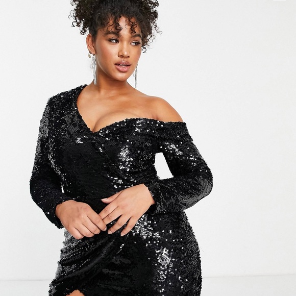 ASOS Curve | Dresses | Velvet Sequin Asymmetric Mini Dress | Poshmark